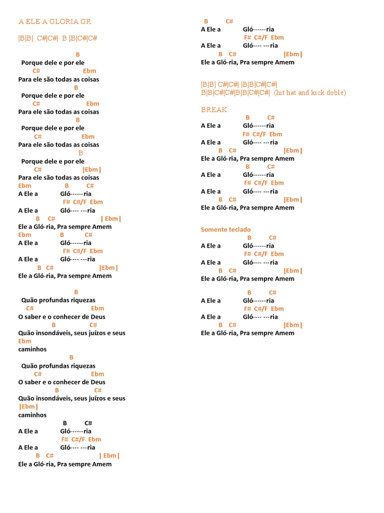 A Ele A Gloria Versao GR | PDF