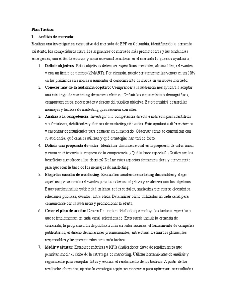 Plan Tactico | Descargar gratis PDF | Marketing | Publicidad