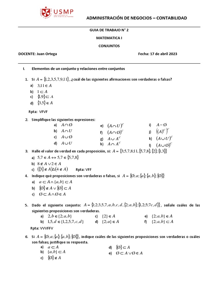 Guia 2 Conjuntos-Adm - Contab Usmp | PDF | Francia