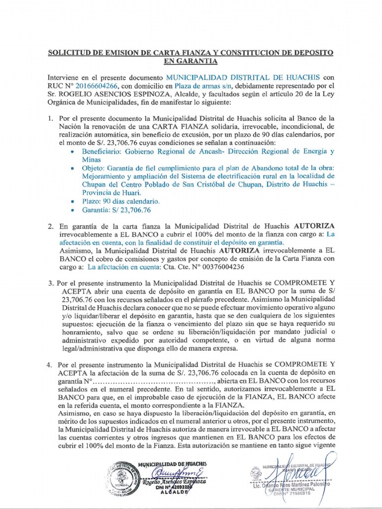 Solicitud de Carta Fianza | PDF