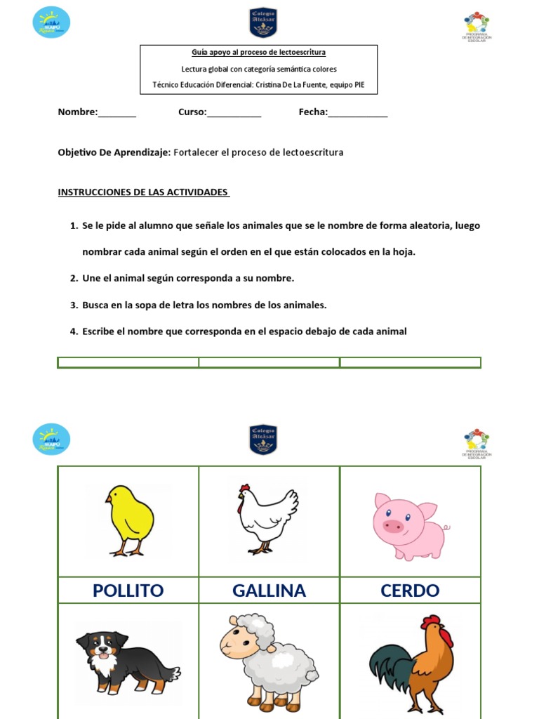 Actividades de Lectoescritura de Animales | PDF | Agricultura | Organismos