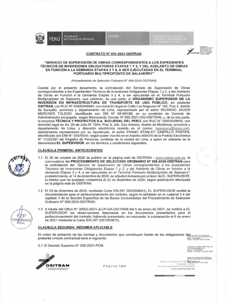 Contrato 001 2021 Ositran | PDF | Corrupción política | Arbitraje