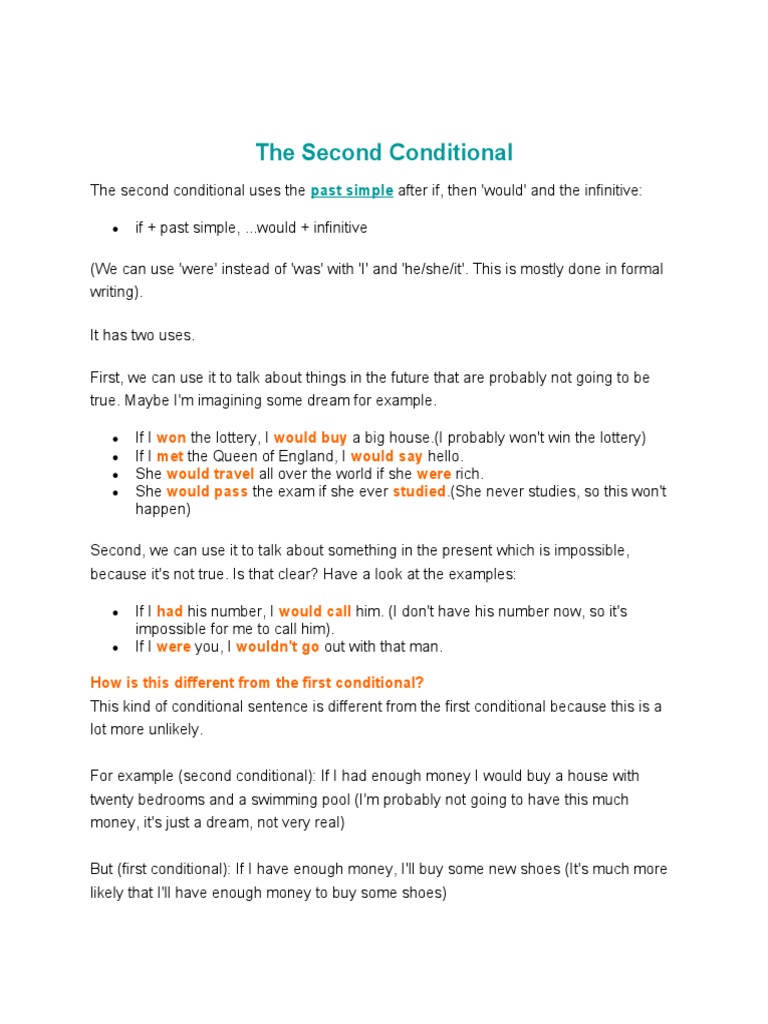 Second Conditional | PDF | Verb | Linguistics