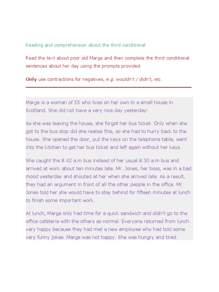 Third Conditional Reading | PDF