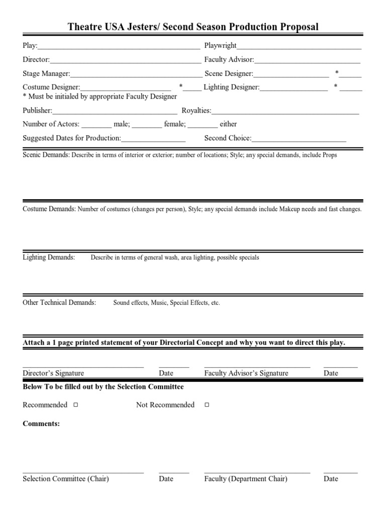 Second Season Theatre Production Proposal | PDF