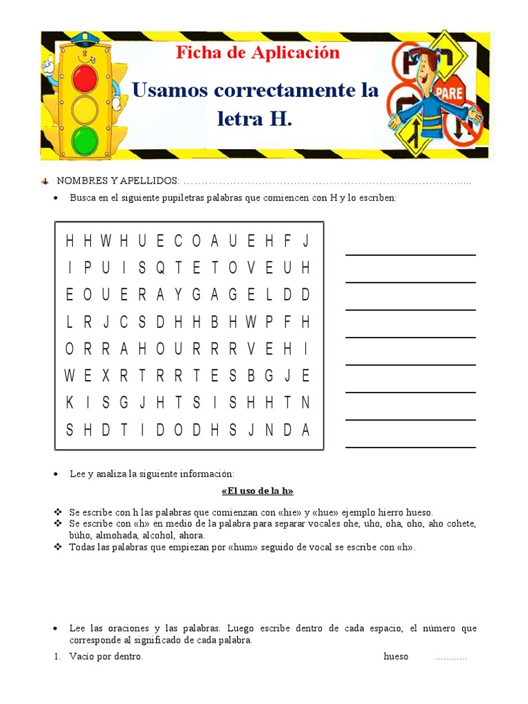 4° Ficha Día 5 Com Usamos Correctamente La Letra H | PDF