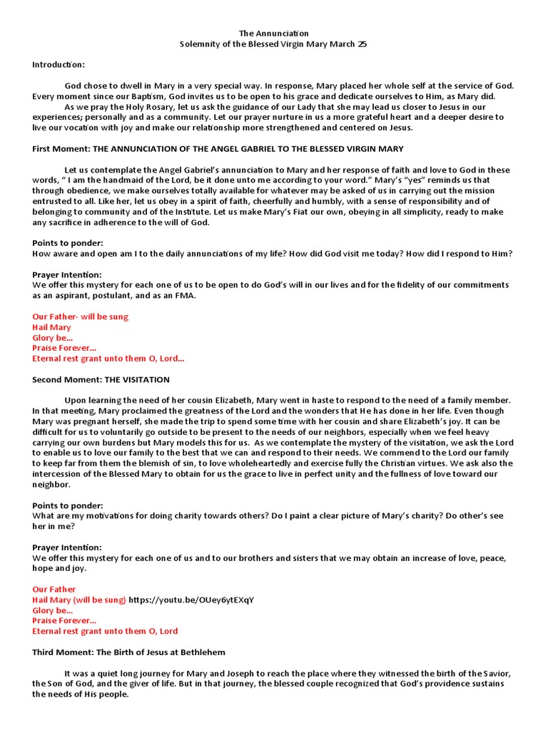 The Annunciation | PDF | Mary, Mother Of Jesus | Jesus