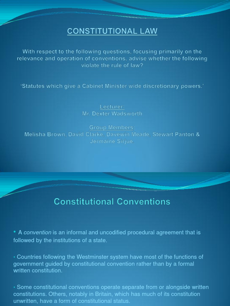Constitutional LAW Conventions Power Point | PDF | Rule Of Law ...