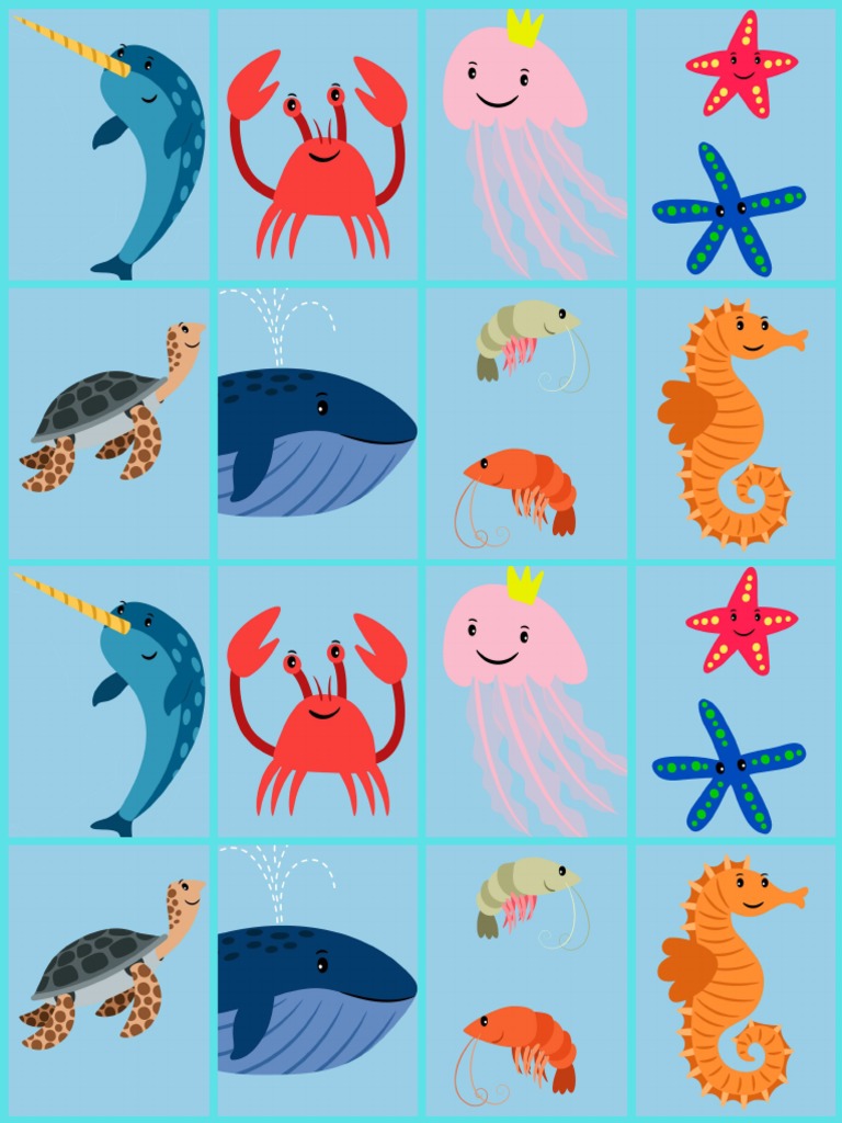 Sea Creatures Matching Game 1 | PDF