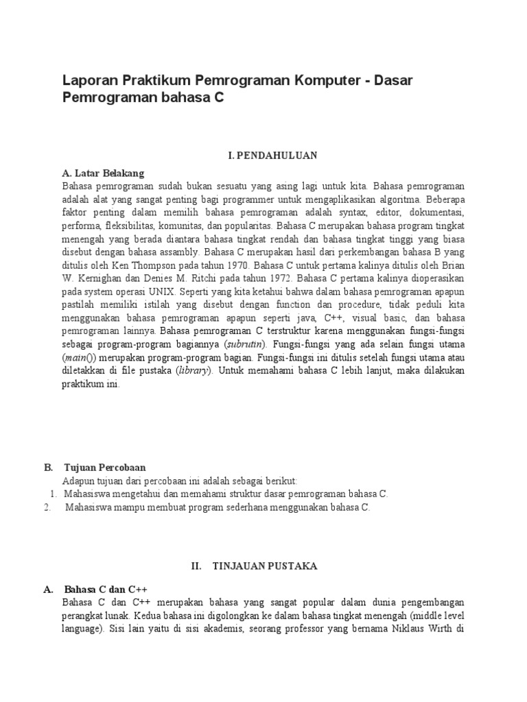 Laporan Praktikum Pemrograman Komputer Pdf