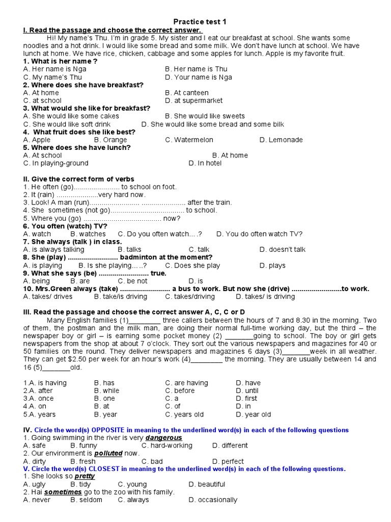 Practice Test 1 | PDF | Linguistics