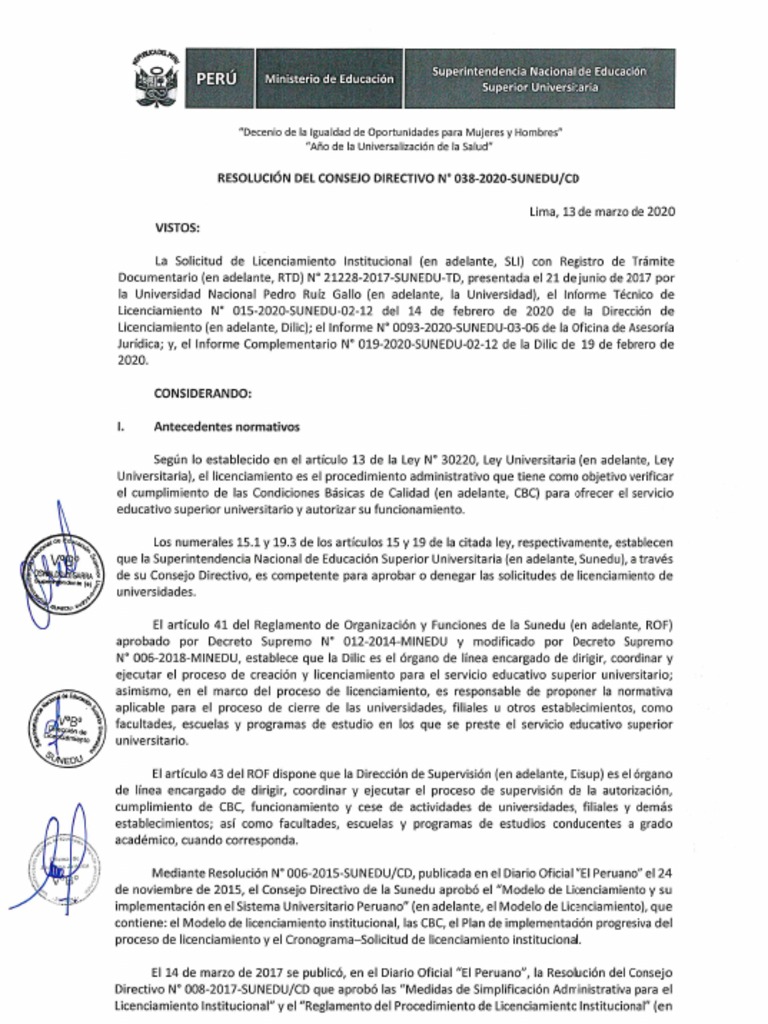 Res 038 2020 Sunedu CD Resuelve Denegar La Licencia Institucional A ... Res 038 2020 Sunedu CD Resuelve Denegar La Licencia Institucional A ...