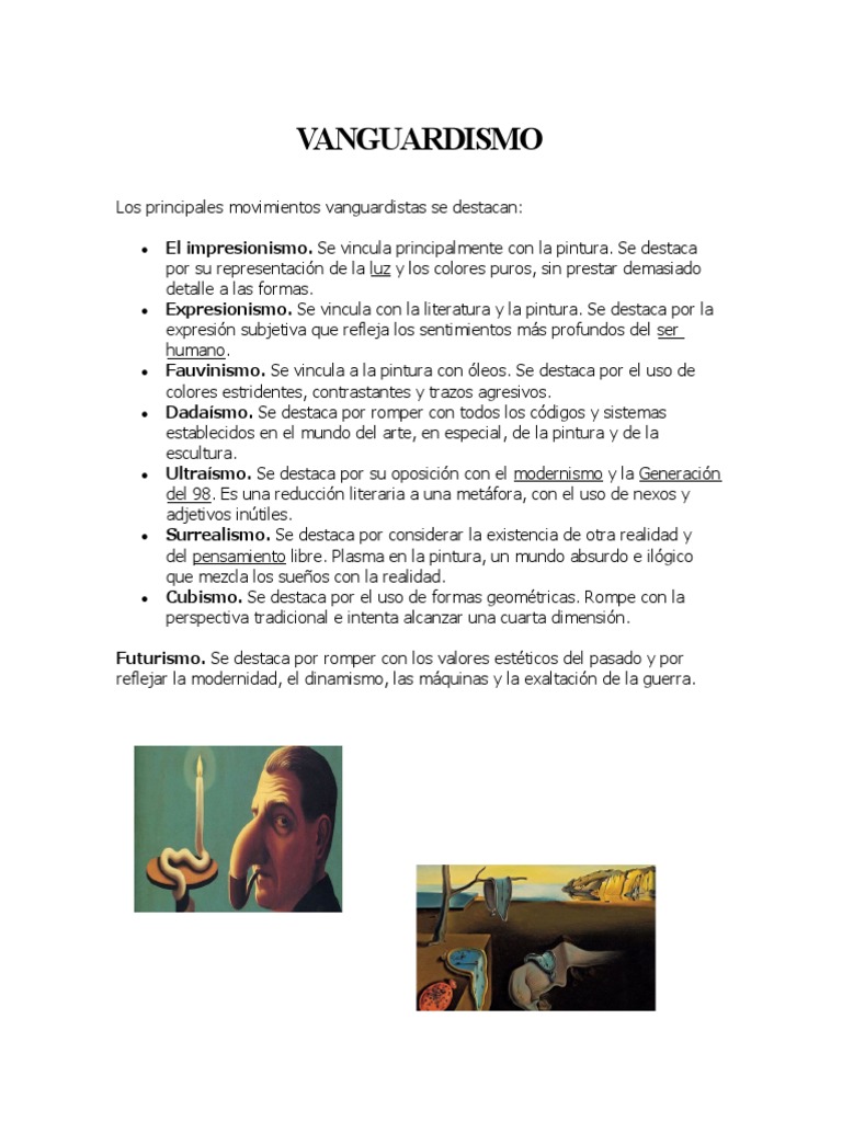 VANGUARDISMO. | PDF | Vanguardia | Impresionismo
