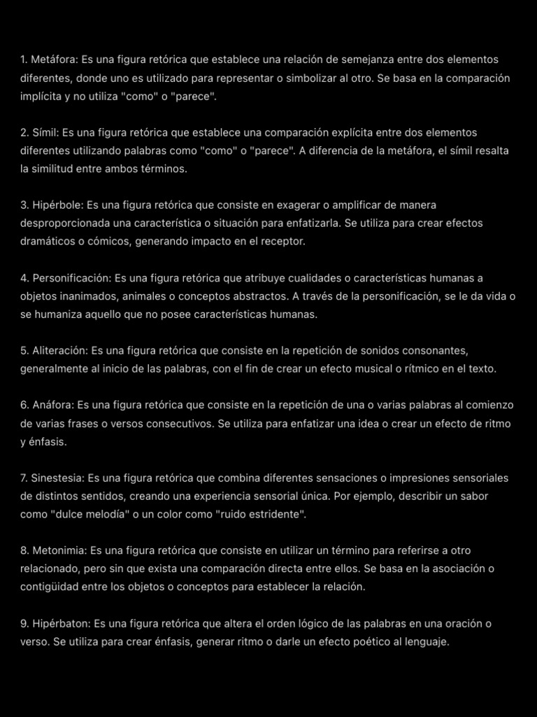 1. Metáfora Es una figura retórica que establece una relación de… | PDF ...