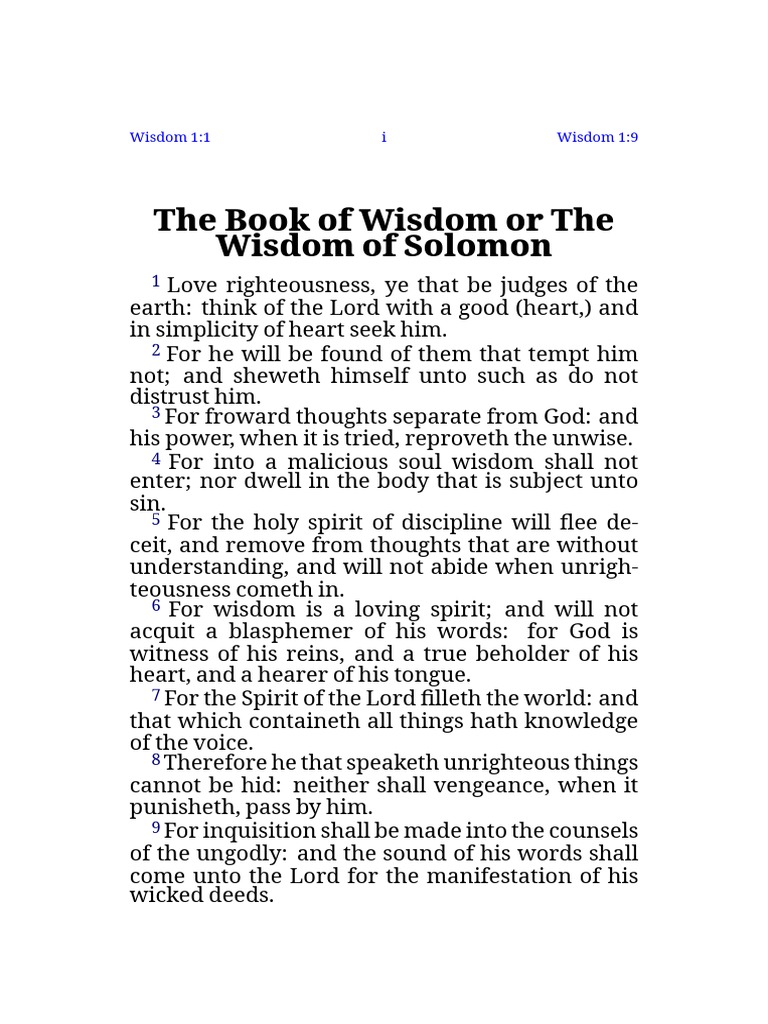 Wisdom of Solomon | Download Free PDF | Wisdom | Soul