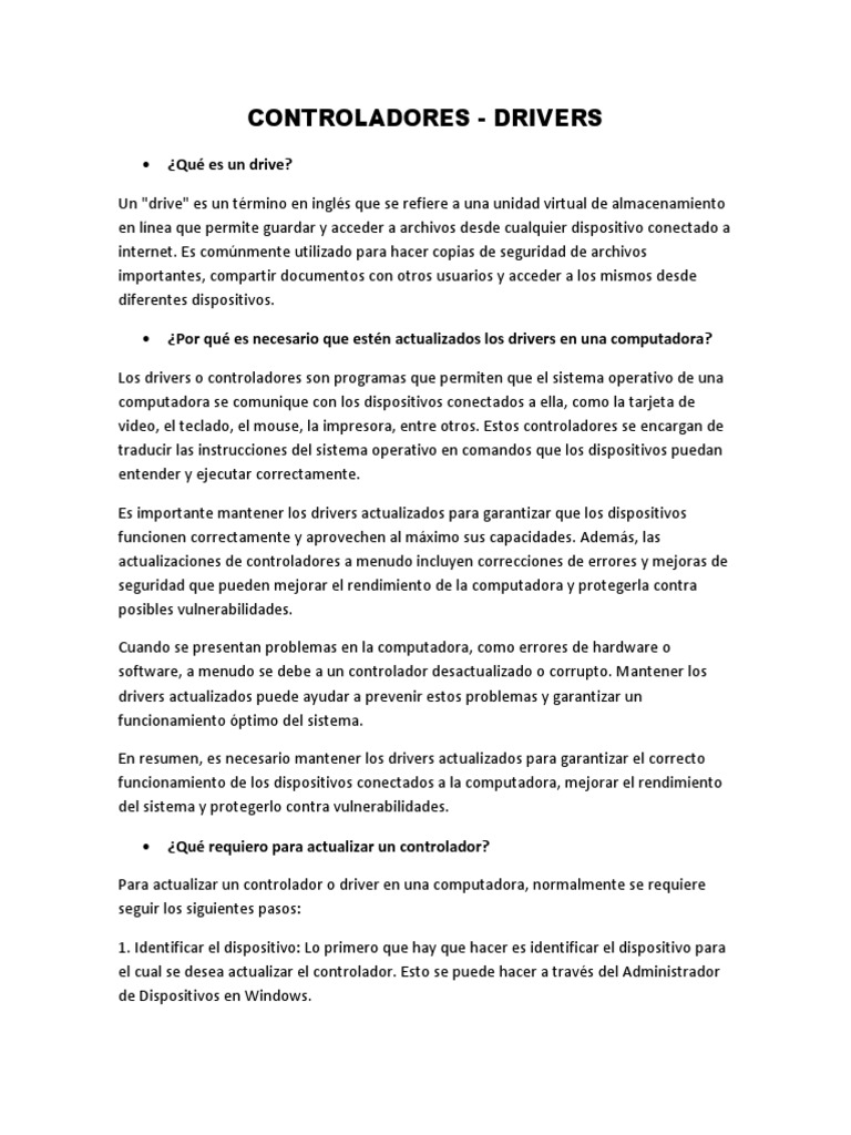 CONTROLADORES | PDF | Hardware de la computadora | Sistema operativo