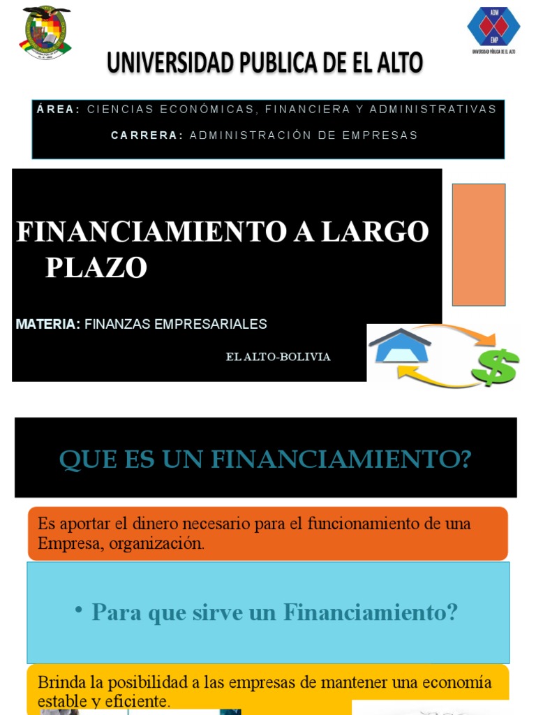 Financiamiento A Largo Plazo Diapositivas21 | PDF | Compartir (Finanzas) | Bancos