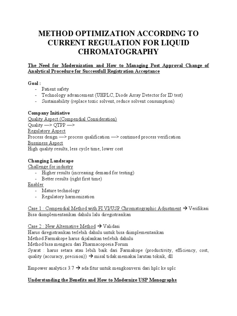 Method Optimization According To Current Regulation For Liquid Chromatography | Download Free ...