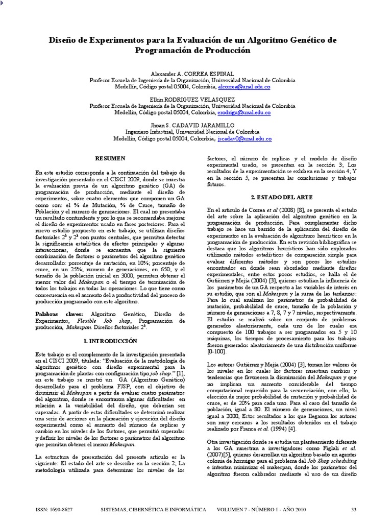 Genetico Factorial | PDF | Algoritmo genético | Diseño de experimentos