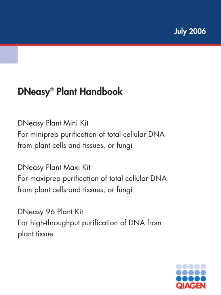 DNeasy Plant Handbook | PDF | Freeze Drying | Polymerase Chain Reaction