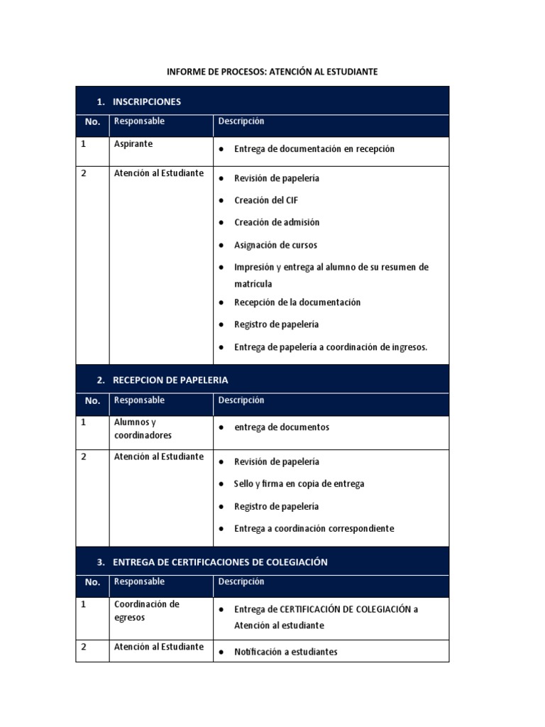 INFORME DE PROCESOS | PDF