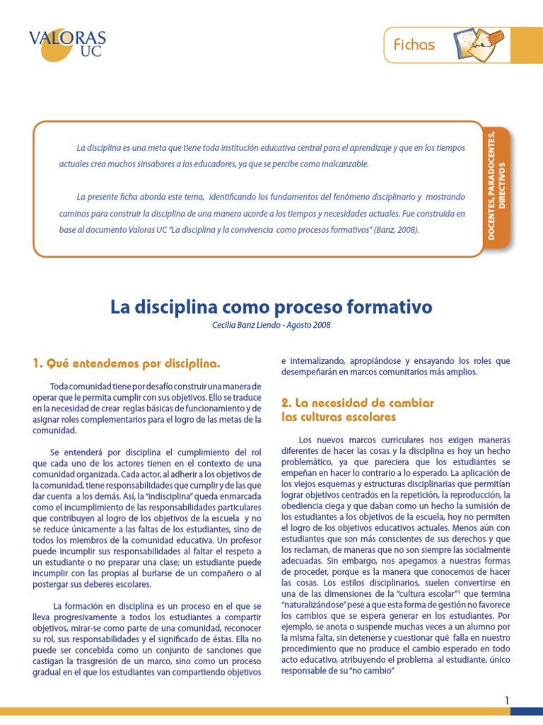 La Disciplina Como Proceso Formativo | PDF | Moralidad | Disciplinas