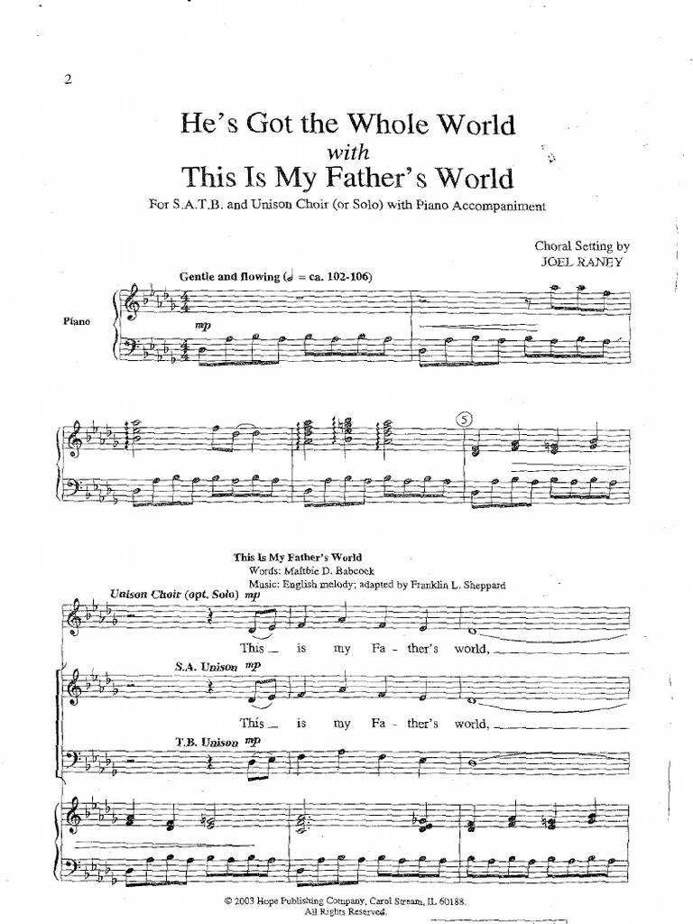 HE'S GOT THE WHOLE WORLD (Raney) | PDF