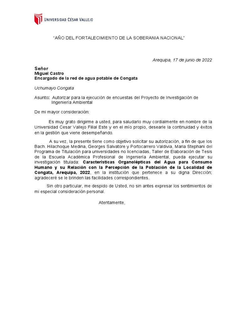 Modelo de Solicitud de Autorización de Investigación | PDF Modelo de Solicitud de Autorización de Investigación | PDF