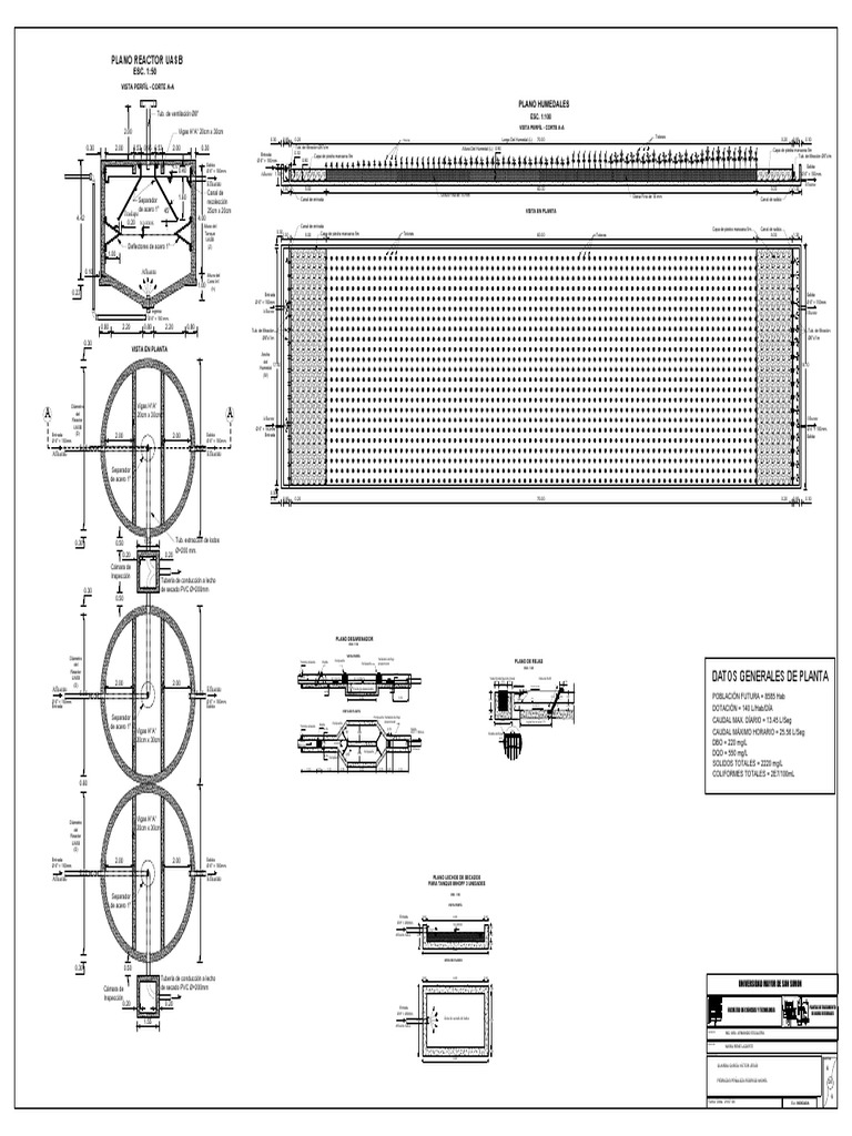 Planos de Reactor UASB y PTAR | PDF | Alcantarillado | Biodegradación