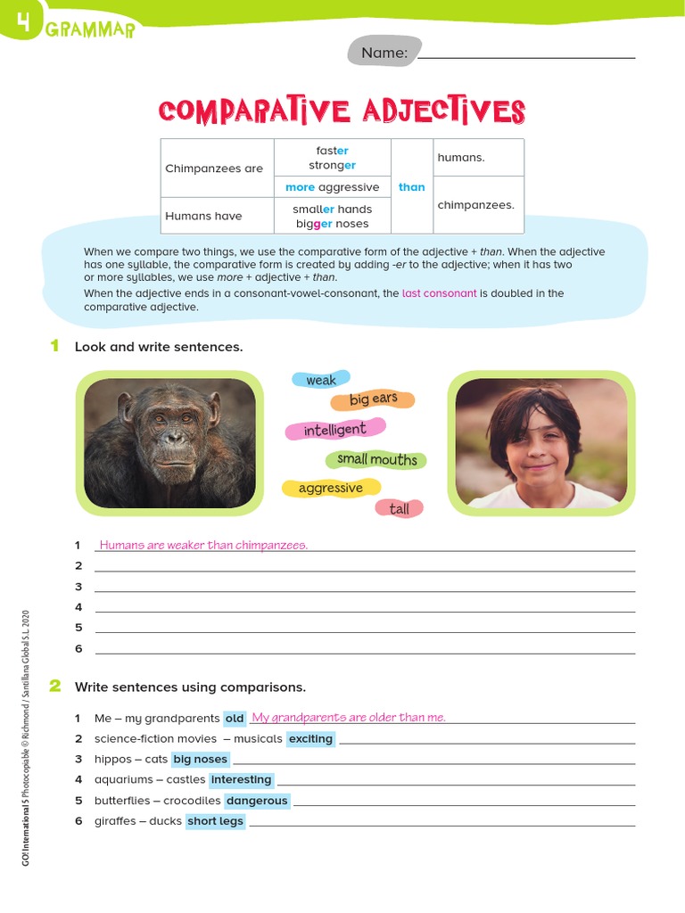 Go Int 5 Unit 4 Grammar Worksheet 1 | PDF | Languages | Foreign Language Studies