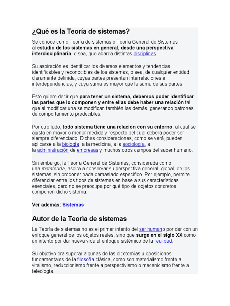 Qué Es La Teoría de Sistemas | PDF | Teoría de sistemas | Sistema