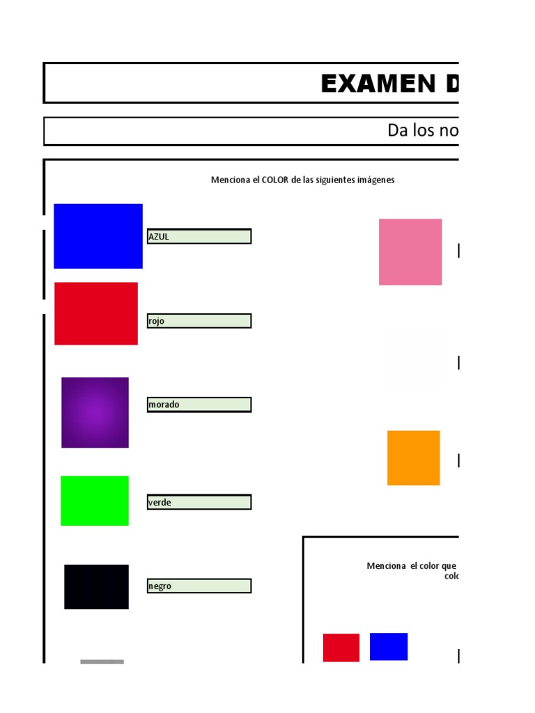 Examen de Colores y Colorimetría | PDF