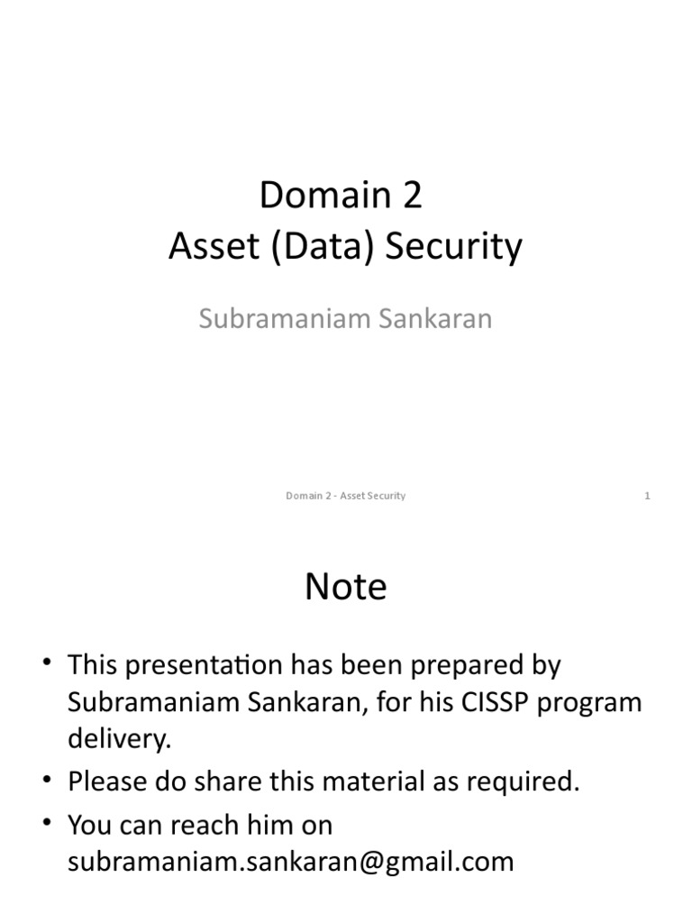 CISSP - Domain 2 - Asset Security | PDF | Data | Metadata
