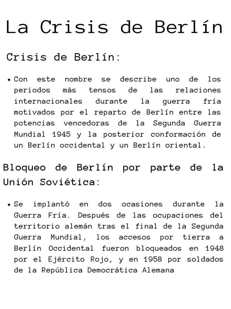 Crisis de Berlín: Bloqueo y Reunificación | PDF