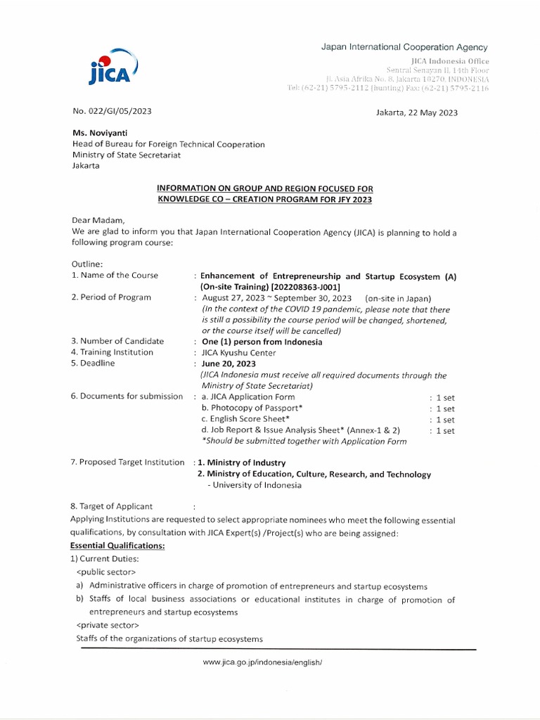 GI Letter - Enhancement of Entrepreneurship | PDF