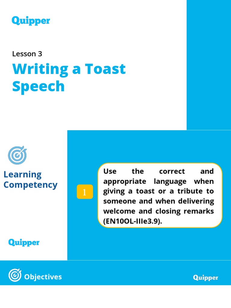 English 10 - Unit 3 - Lesson 3 - Writing A Toast Speech | PDF | Speech ...