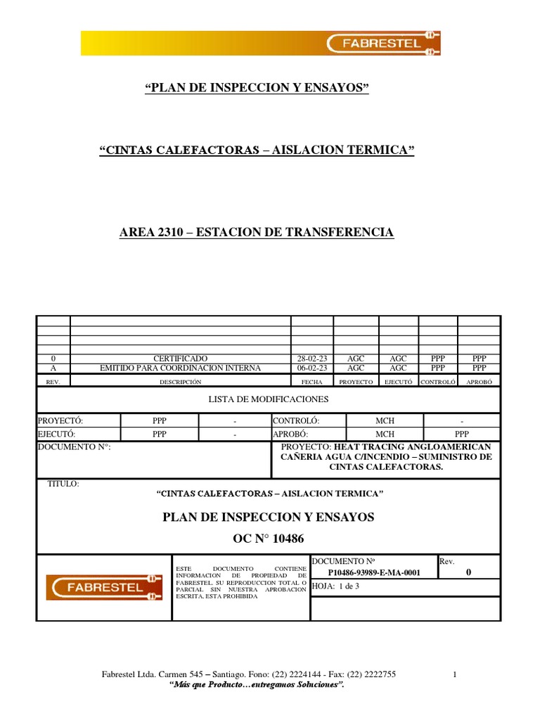 Plan de Inspeccion Y Ensayos | PDF