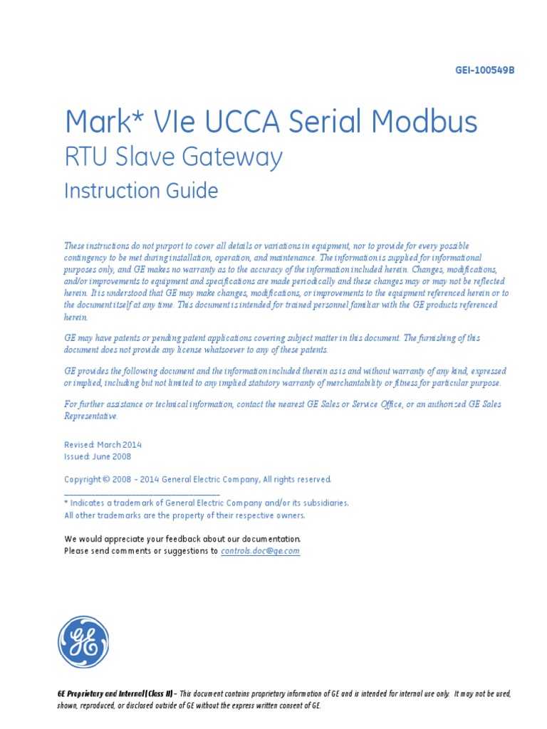 GEH-Mark VIe UCCA Serial Modbus | PDF | Computer Data | Electronics
