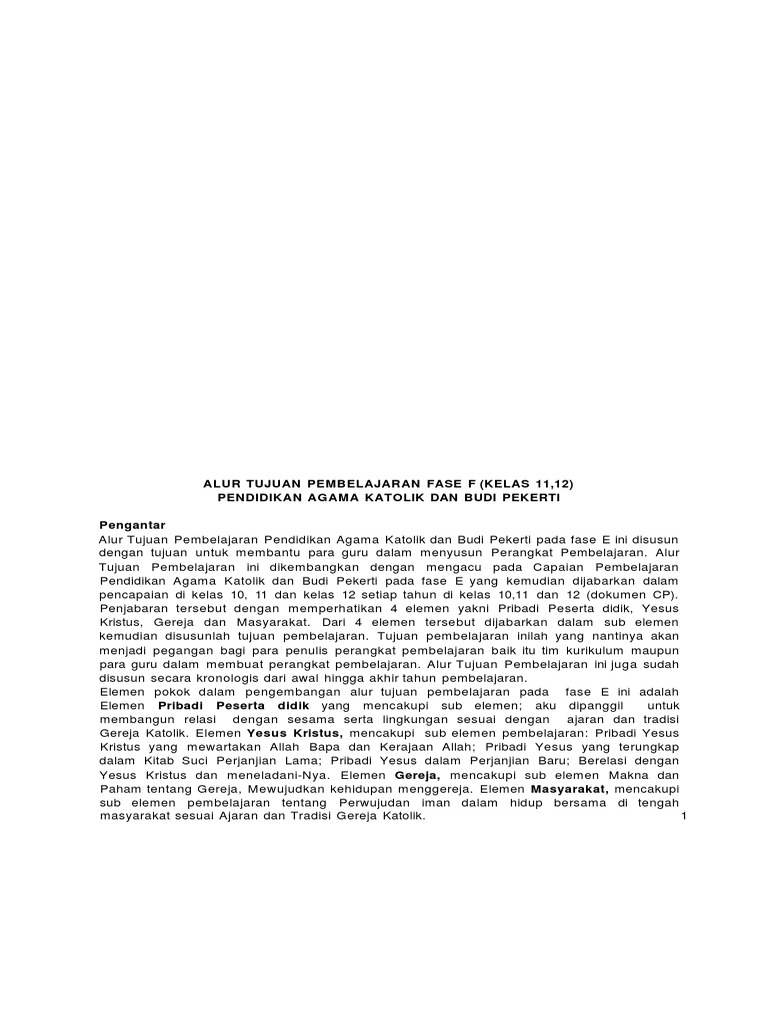 Ditjen Bimas Katolik - Dokumen Alur Tujuan Pembelajaran Pendidikan Agama Katolik Dan Budi ...