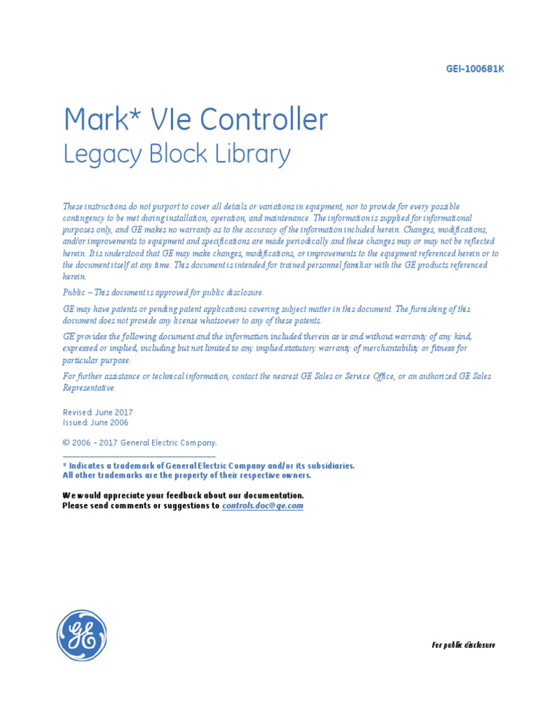 GEI - Mark VIe Control Legacy Block Library | PDF | Boolean Data Type ...