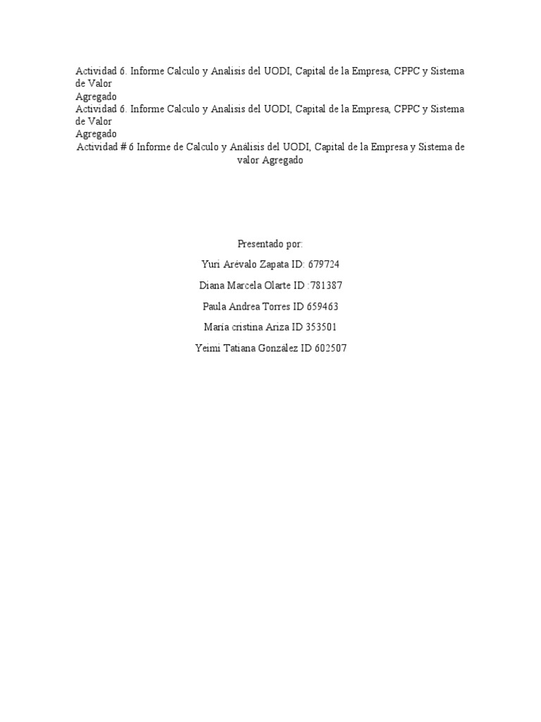 Análisis Financiero: UODI y CPPC | PDF | Capital (economía) | Economias