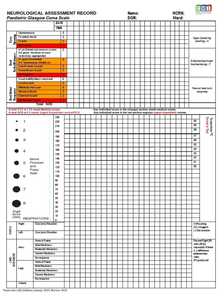Neurological Assessment Record 2018 | PDF | Pain | Anatomical Terms Of Motion