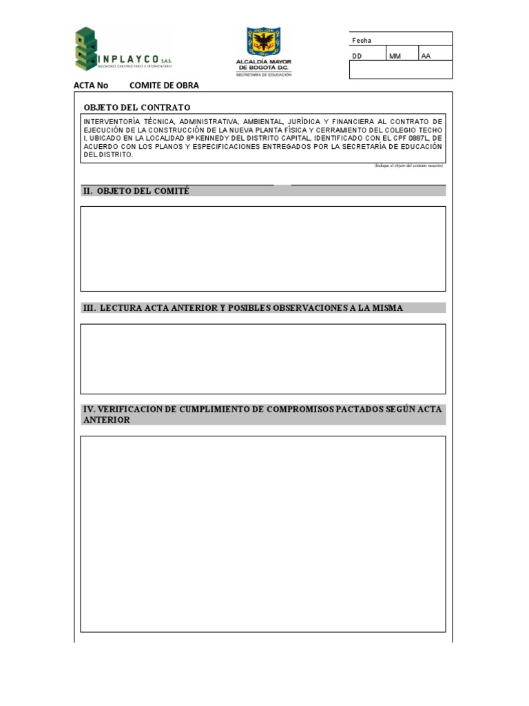 Acta Comite Formato | PDF