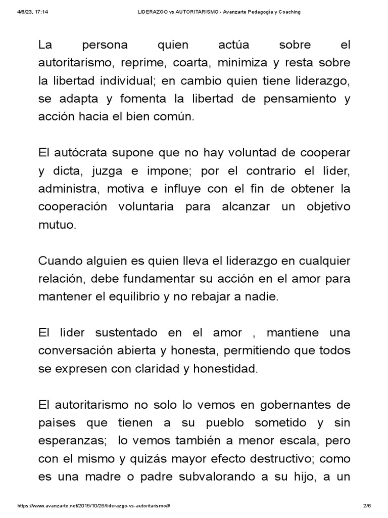 Liderazgo vs Autoritarismo: Claves y Diferencias | PDF | Liderazgo | Amor