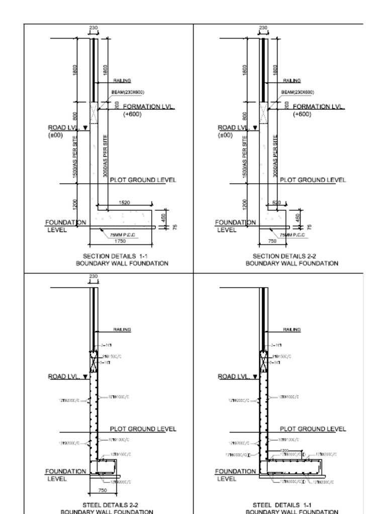 Boundary Wall Section Details | PDF