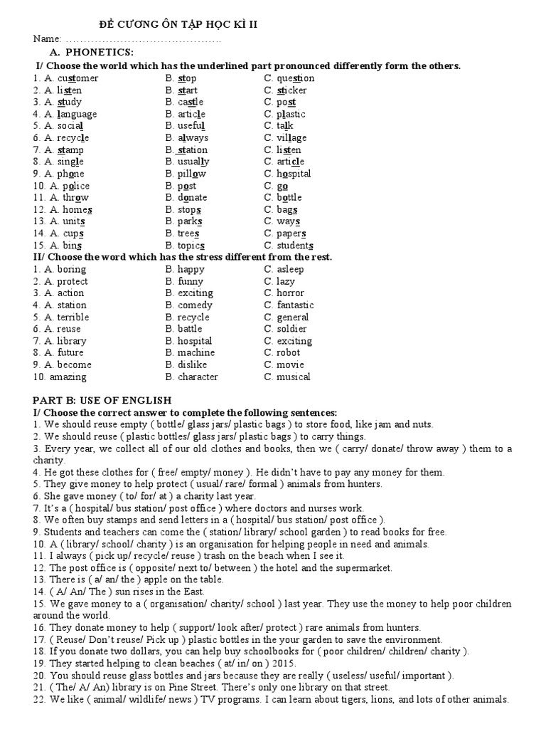 ĐỀ CƯƠNG ÔN TẬP HỌC KỲ II - ANH 6 | PDF