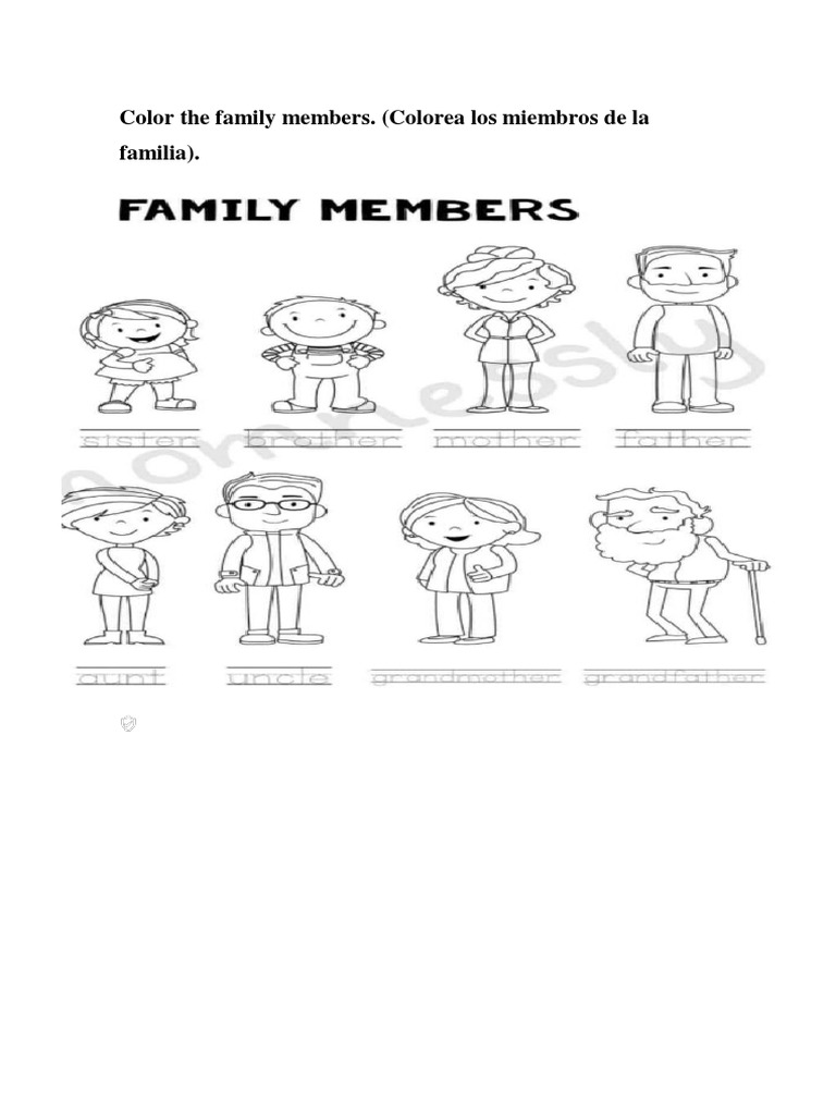 Color The Family Members. (Colorea Los Miembros de La Familia) | PDF