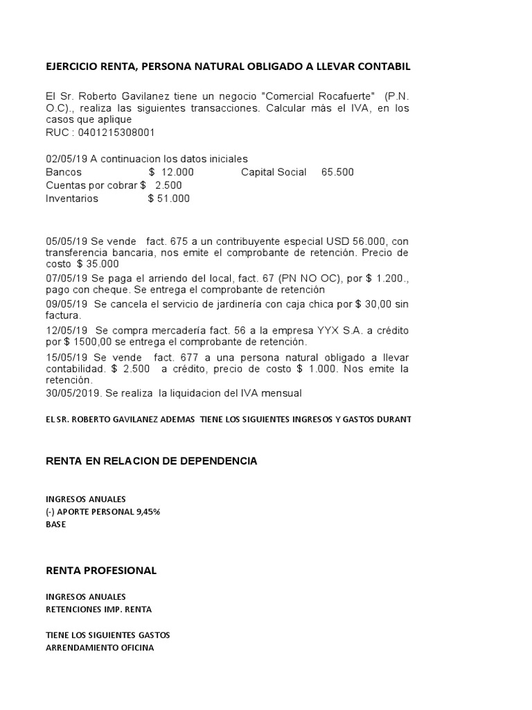 Ejercicio Tributacion 1 Deber-1 | PDF