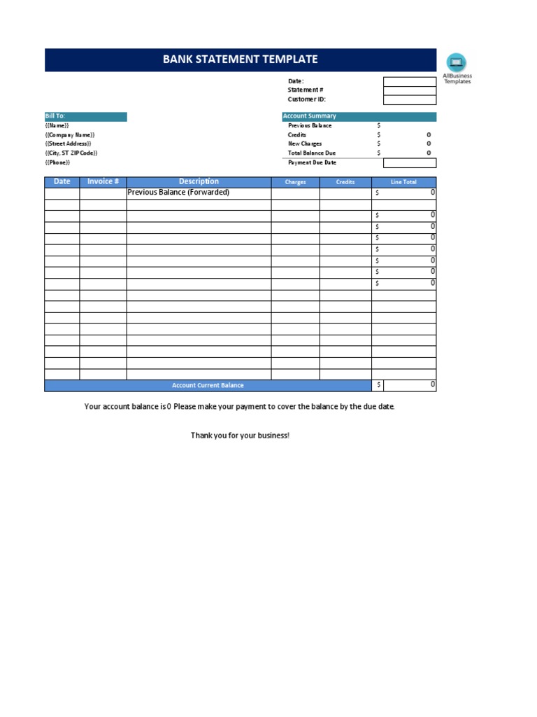 Bank Statement Template | PDF
