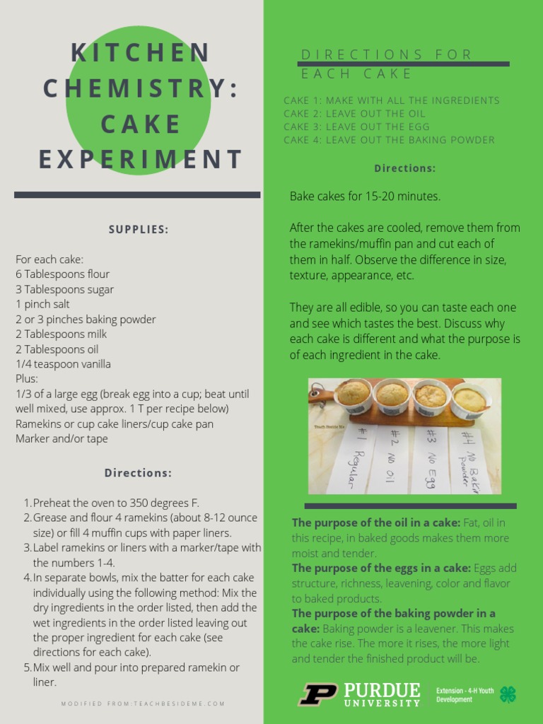 Cake Chemistry Experiment Guide | PDF | Cakes | Baking Powder